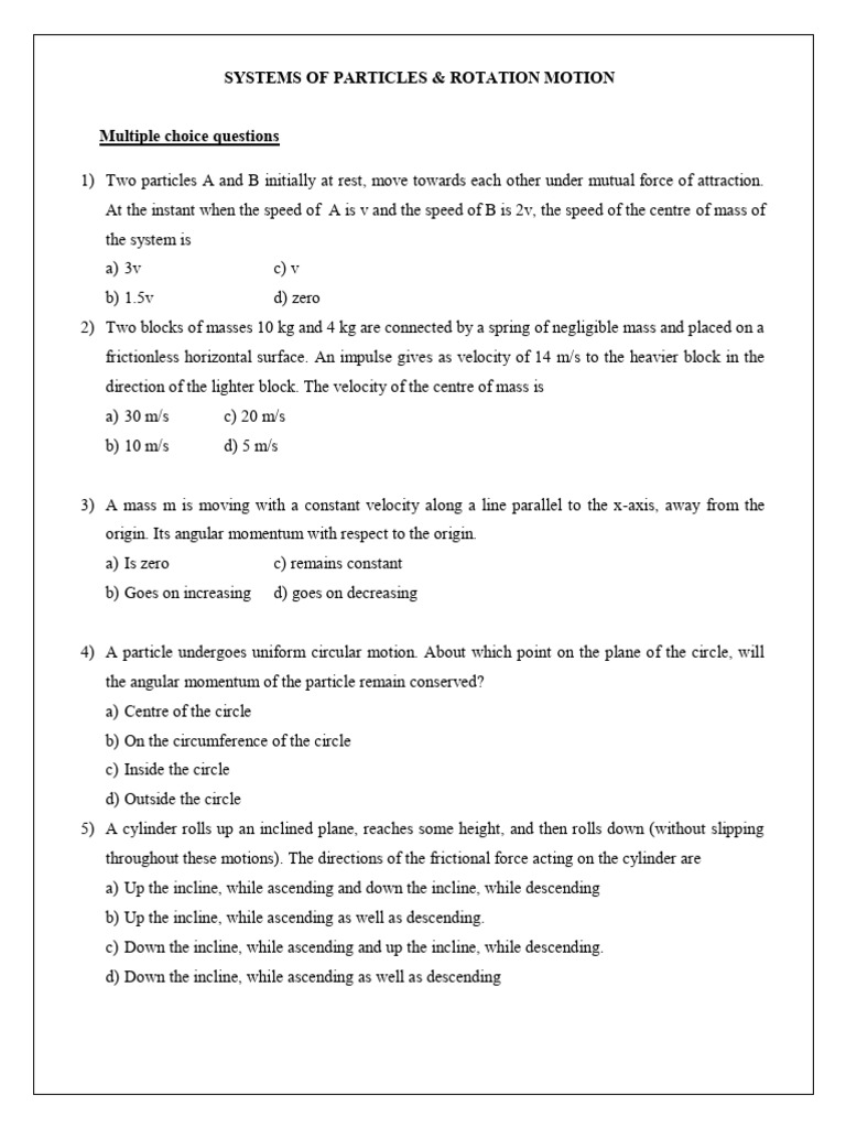 Unit-5 System of Particles and Rotational Maotion | PDF | Rotation ...