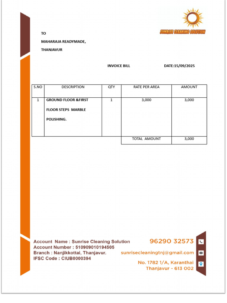 Invoice for Marble Polishing Services | PDF