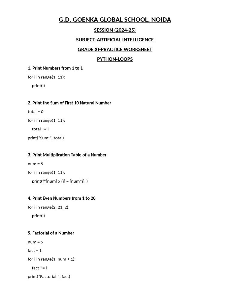 Python Worksheet | PDF
