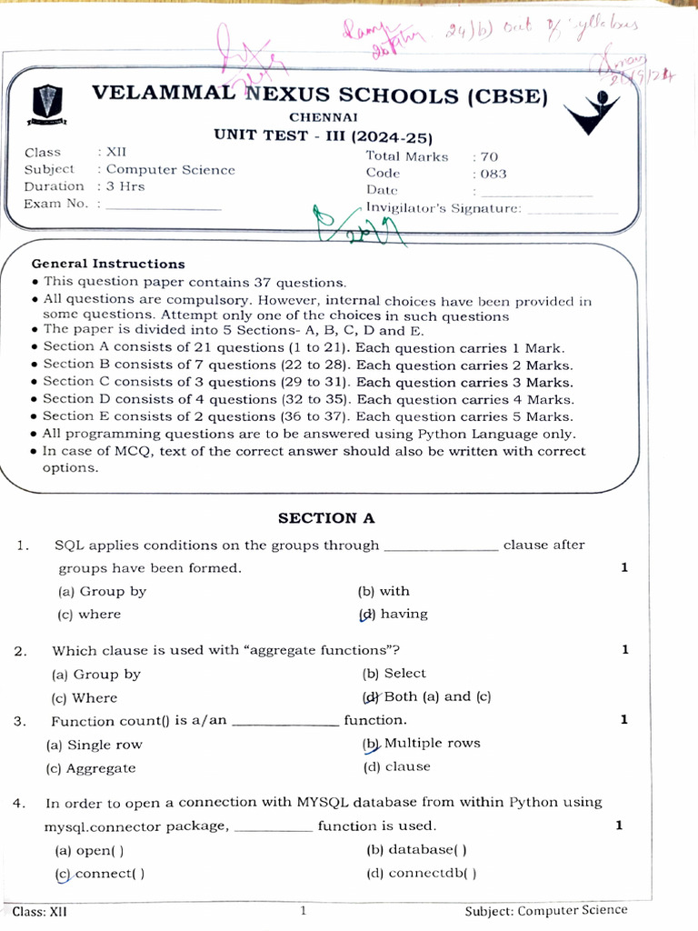 Previous Year Question Paper - 2 | PDF | Computer Network | Databases