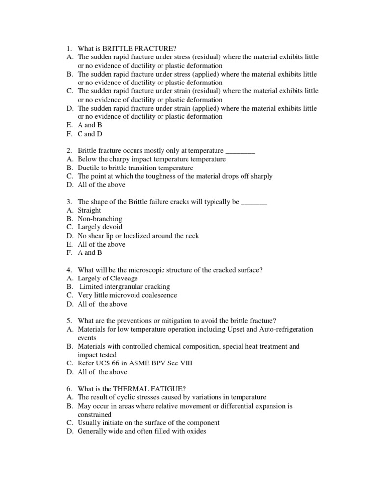 Microsoft Word - API 571 Questions | PDF | Fracture | Deformation ...