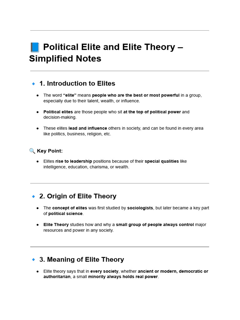 Elite Theory | PDF | Democracy | Political Ideologies