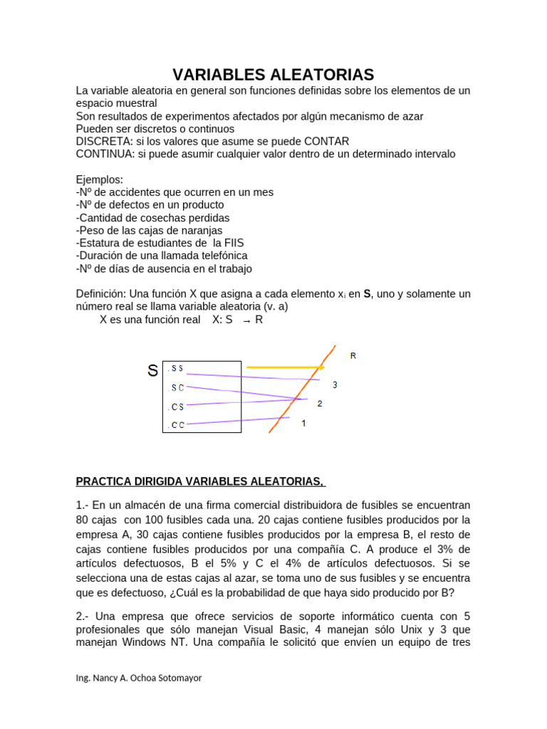 Variables Aleatorias | PDF | Variable aleatoria | Probabilidad