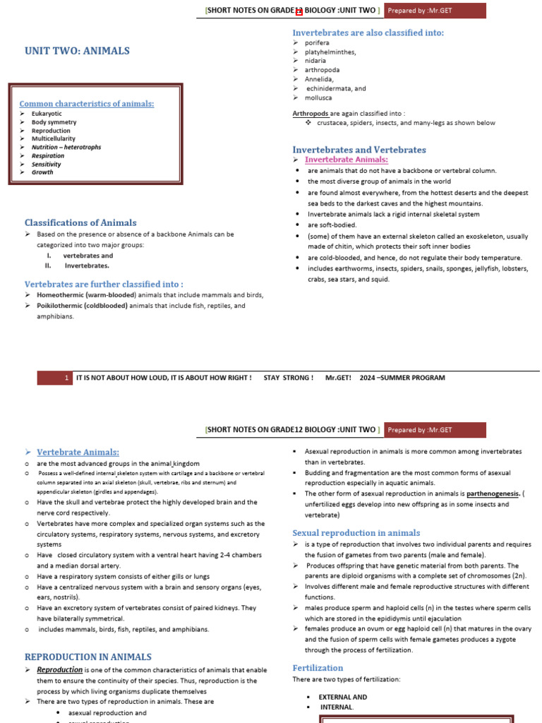Unit Two-G11 | PDF | Fertilisation | Sexual Reproduction