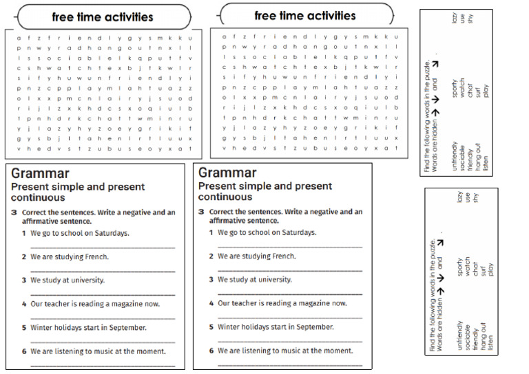 Wordsearch Free Time Activities and Personalities | PDF