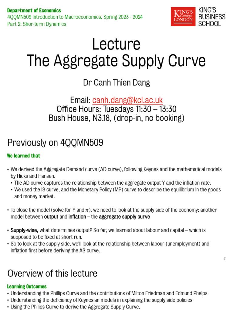 4QQMN509 Macroeconomics Lecture8 | PDF | Phillips Curve | Inflation