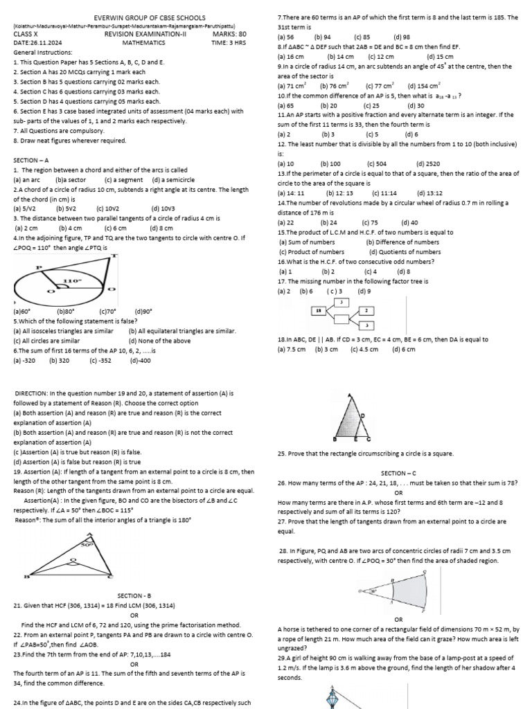 X REV-2 MATHS .... | PDF | Circle | Elementary Geometry