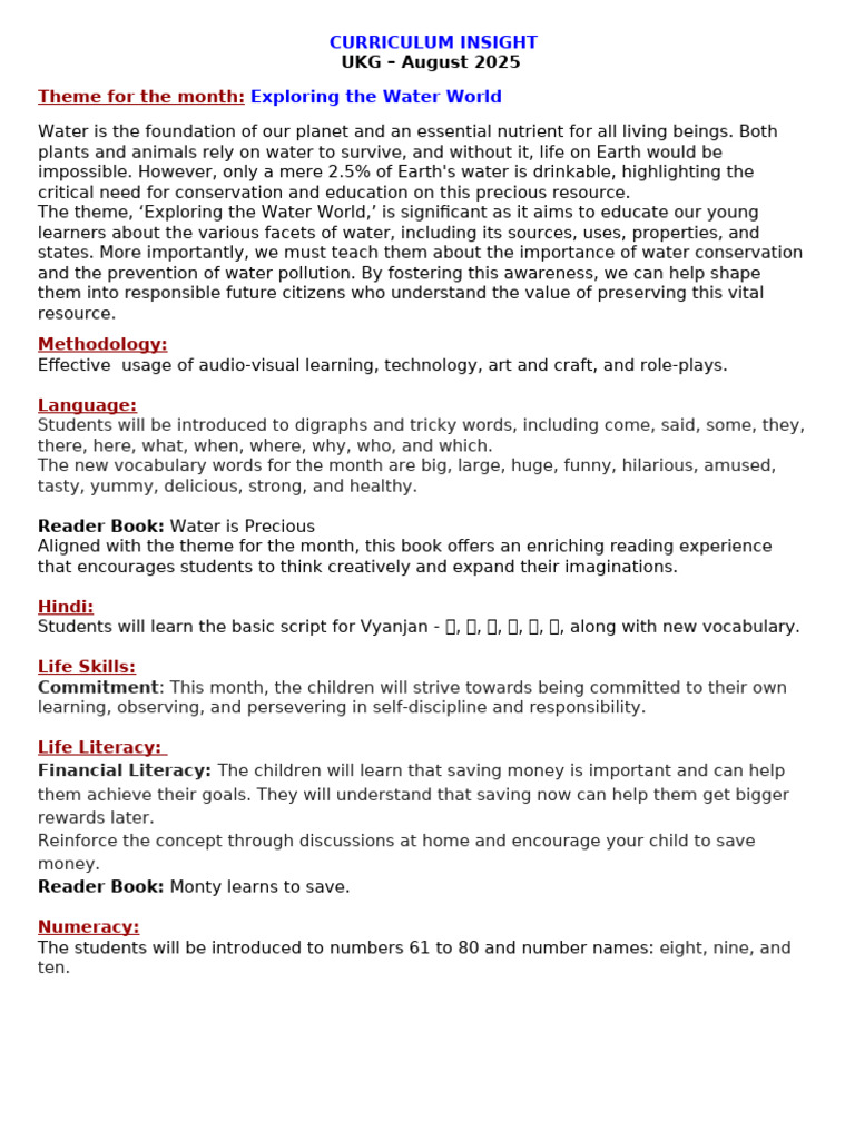 Exploring the Water World Curriculum | PDF | Water | Behavior Modification
