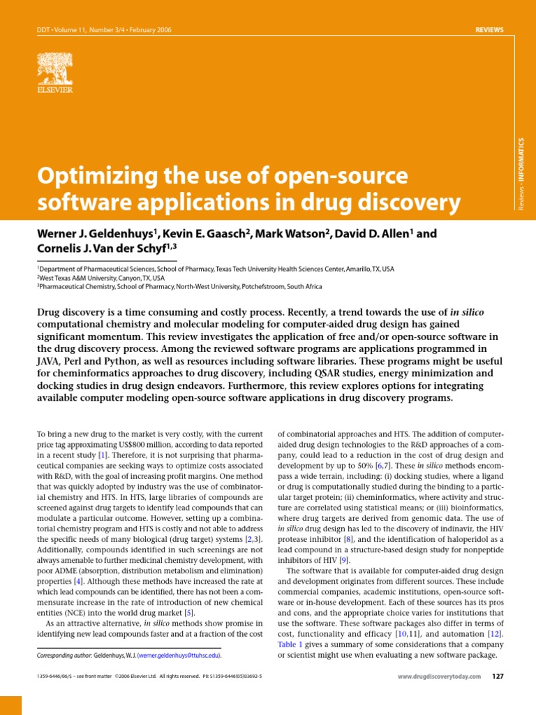 Open Source Software Applications in Drug Discovery | PDF | Docking ...