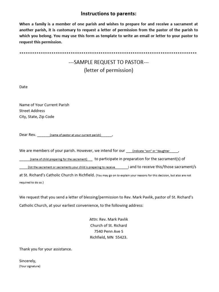 Request for Baptism Permission Letter | PDF