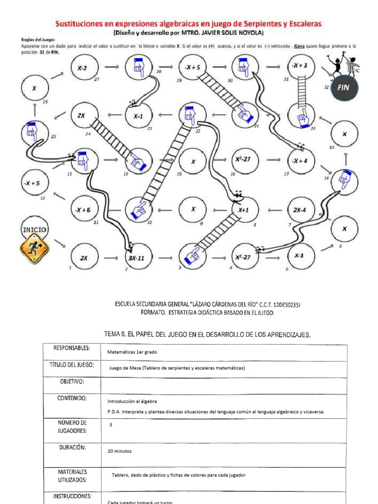 Juego - Tablero - Introducción Al Álgebra | PDF