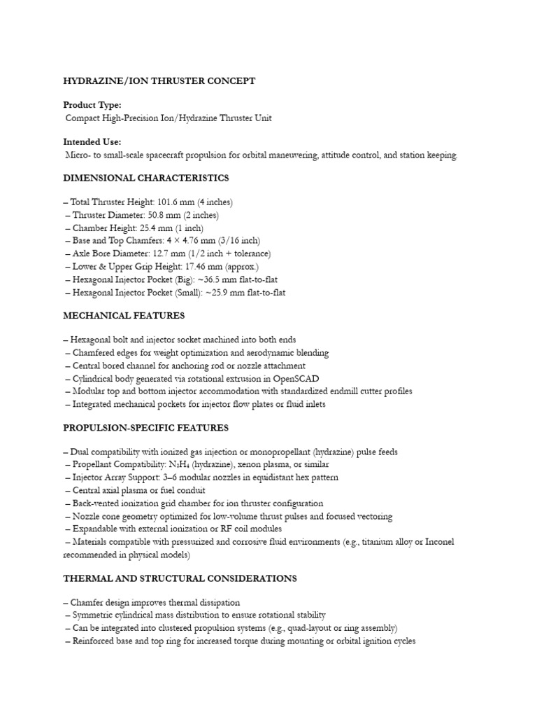 Hydrazine_ion Thruster Concept | PDF | Rocket Engine | Spacecraft ...