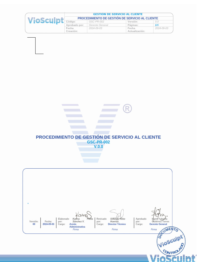 Gsc-pr-001 Gestión de Servicio Al Cliente | PDF | Servicio al Cliente | La satisfacción del cliente