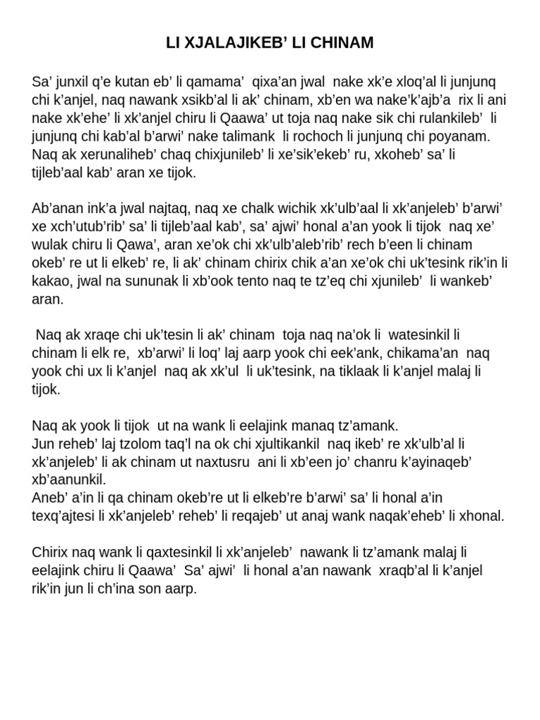 Jalajikeb' Chinam | PDF