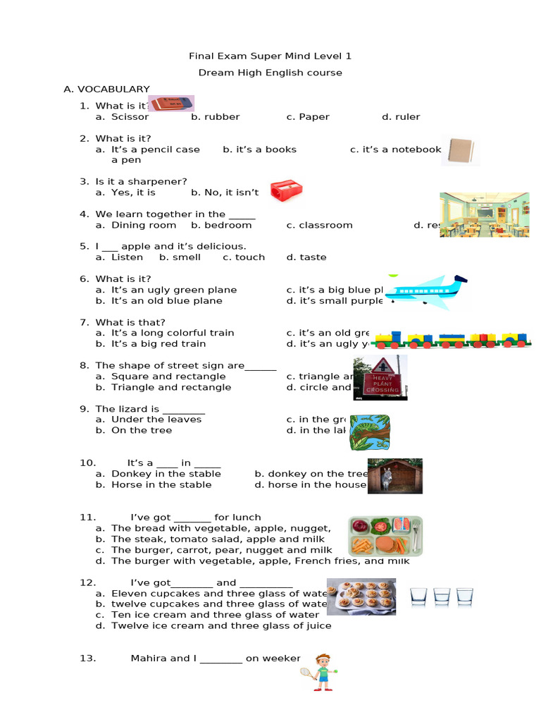Final Exam Super Mind Level 1 | PDF | Clothing
