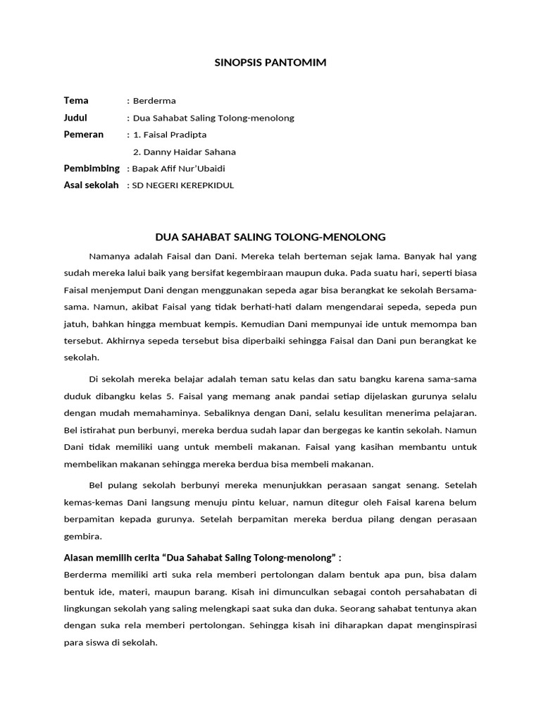 Pantomim Persahabatan: Saling Tolong | PDF