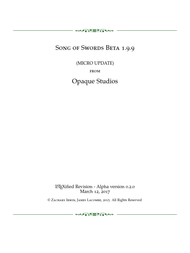 Song of Swords Beta Rules Update | PDF | Armour