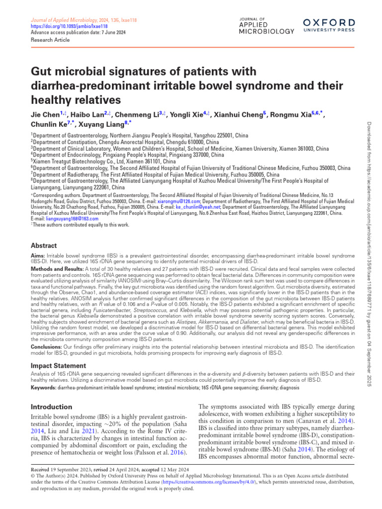 Gut Microbial Signatures of Patient | PDF | Irritable Bowel Syndrome