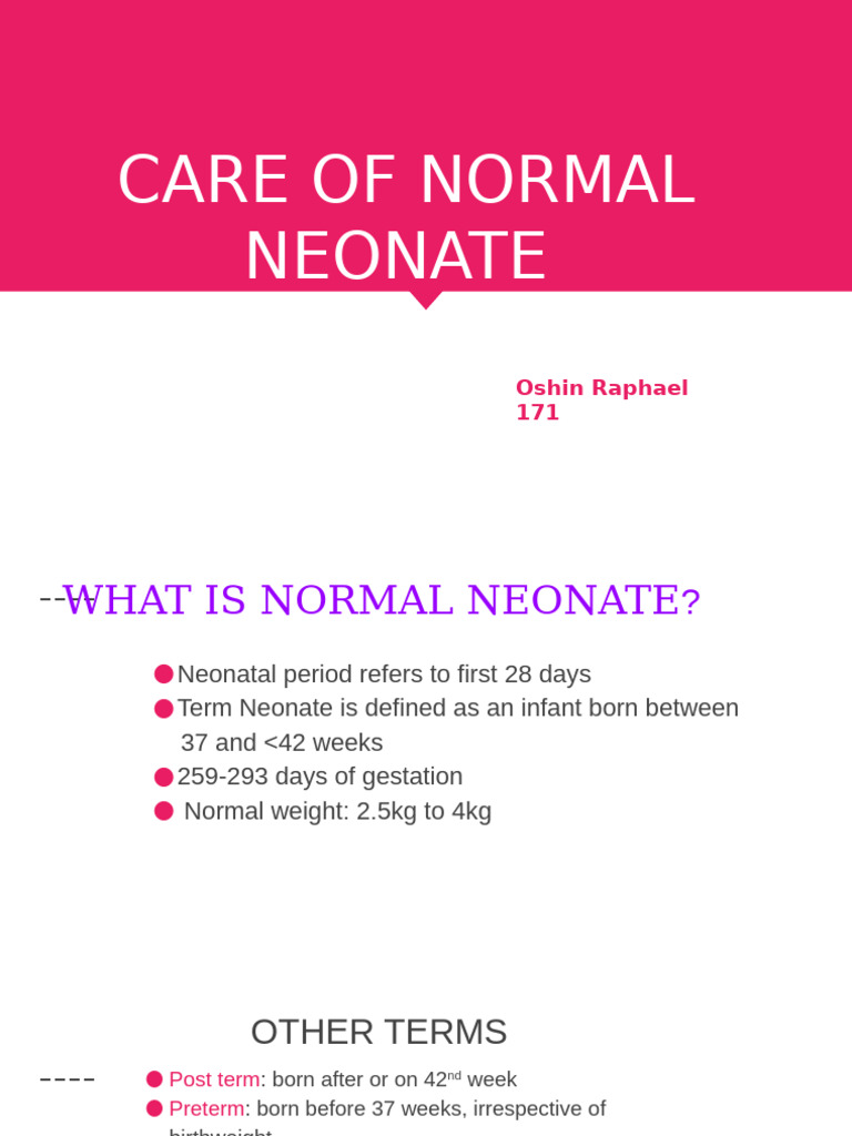 Neonatal Care Guidelines for Infants | PDF | Infants | Neonatology