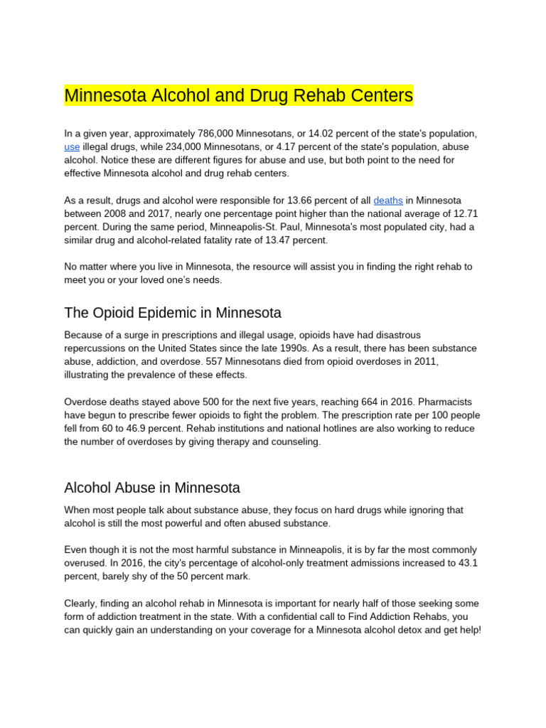 (MN) Minnesota Alcohol and Drug Rehab Centers (FAR) Florence (July22 ...