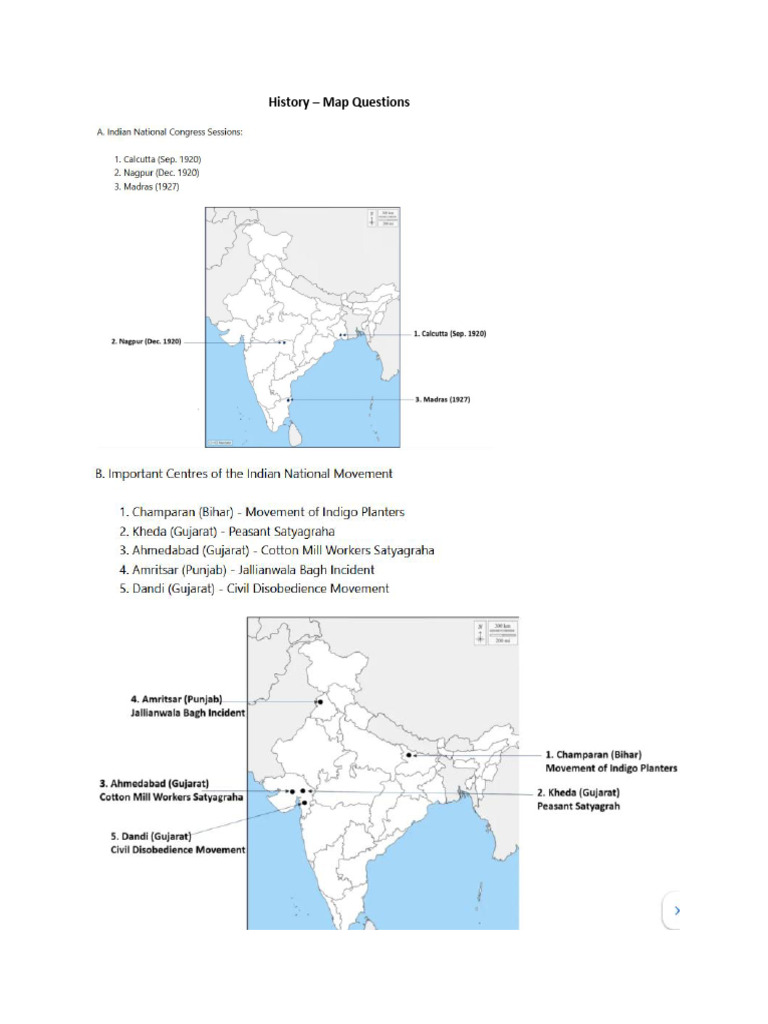 Geography Map Questions for Class 10 | PDF