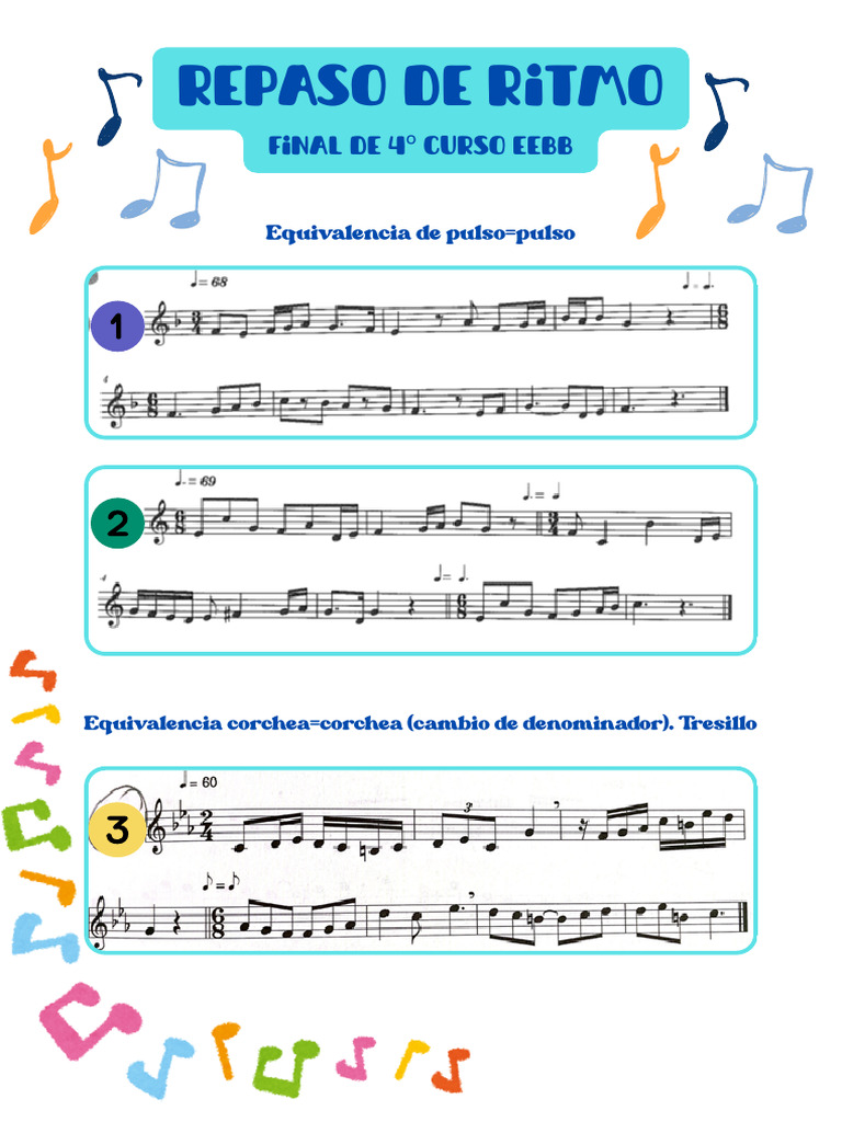 Repaso de Ritmo Final de 4º Curso EEBB | PDF