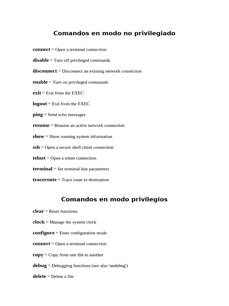 Comandos de Packet Tracer | PDF | Secure Shell | Computer Terminal