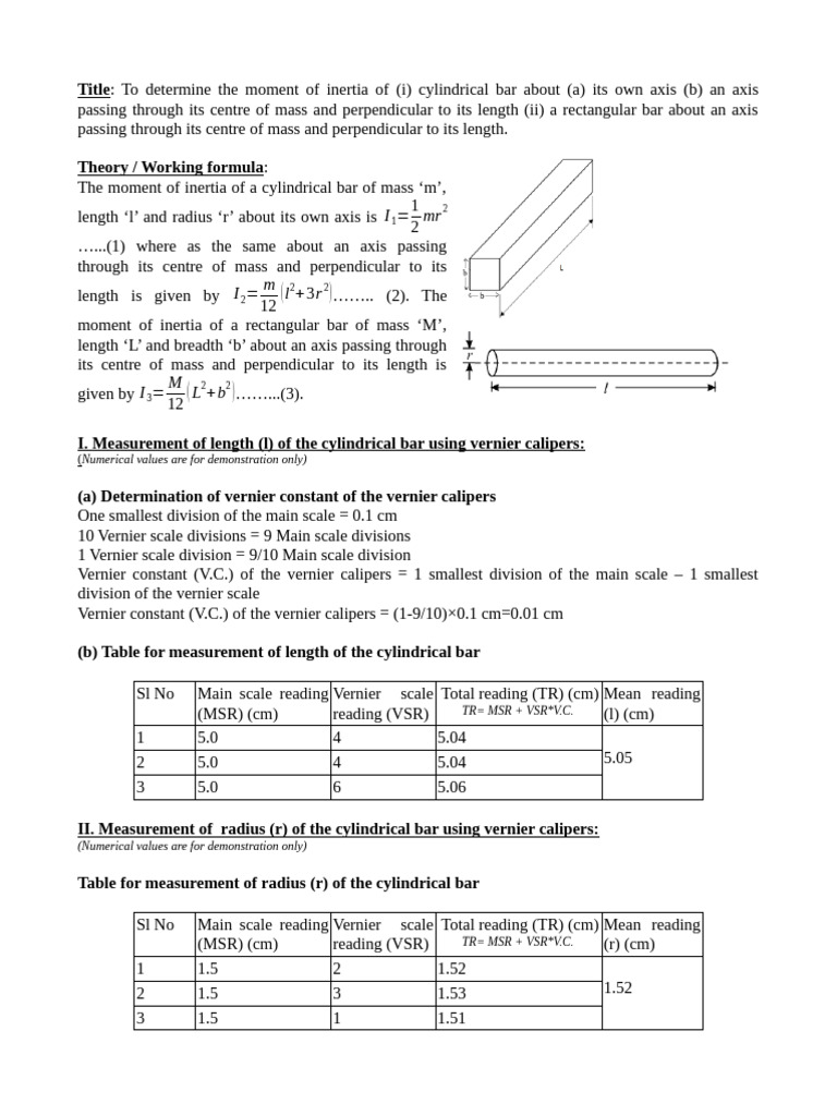 Practical - Moment of Inertia | PDF | Physical Quantities | Quantity