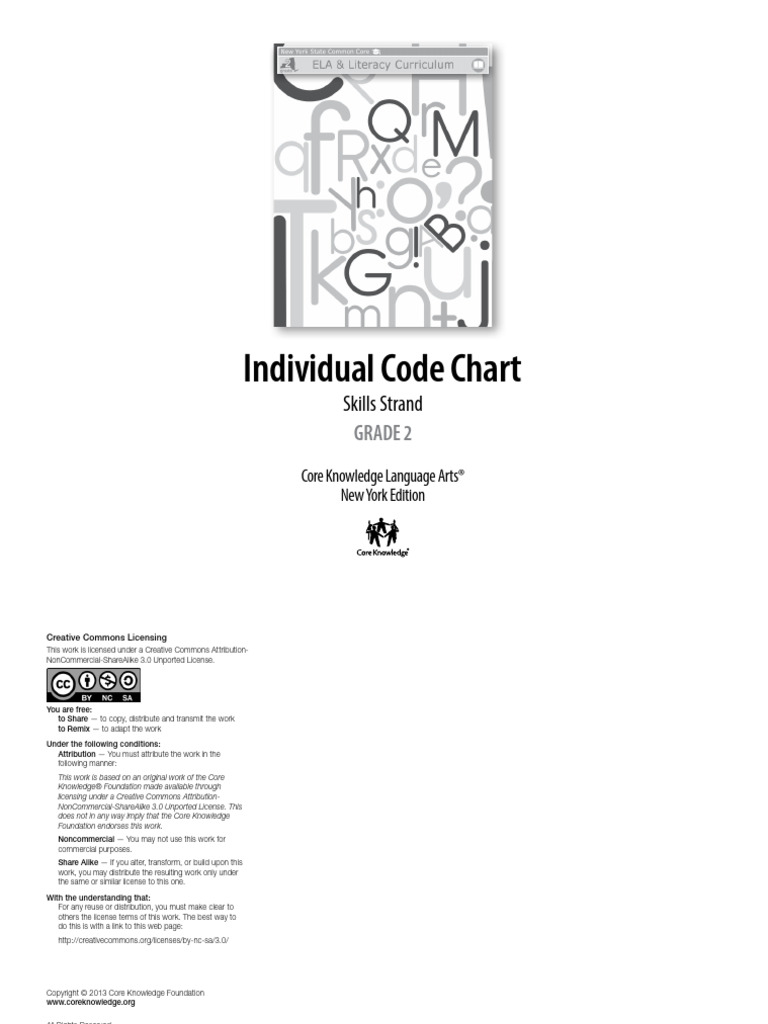 Grade 2 CKLA Individual Code Chart | PDF | Creative Commons | Creative ...