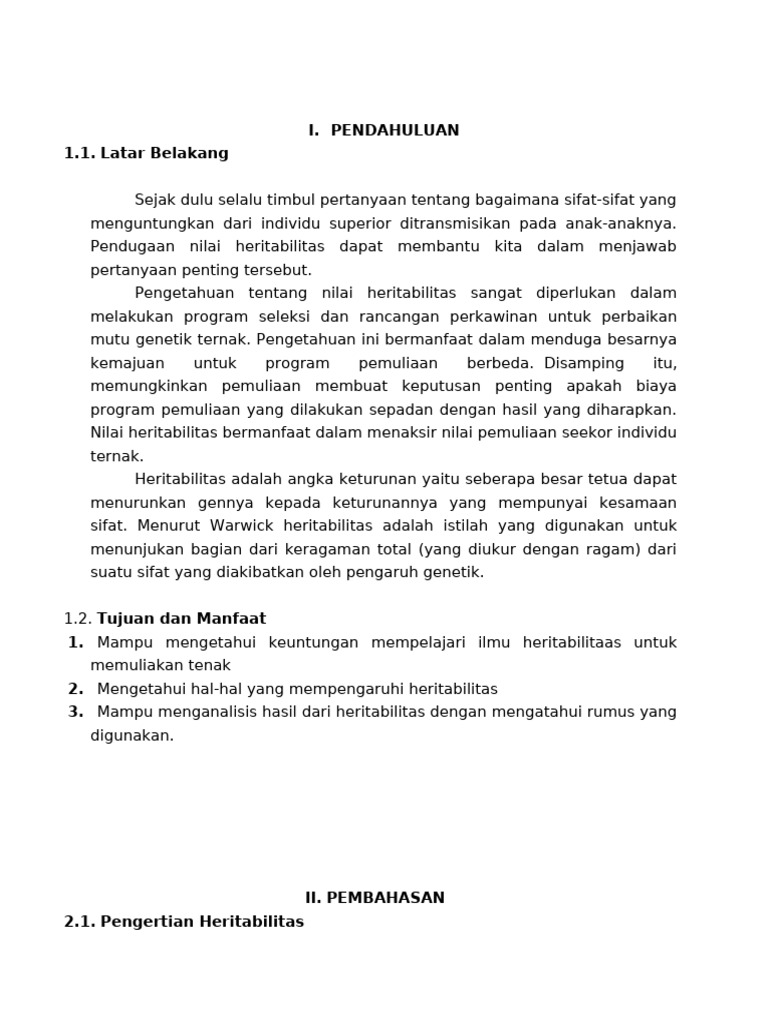 Pengertian dan Rumus Heritabilitas | PDF