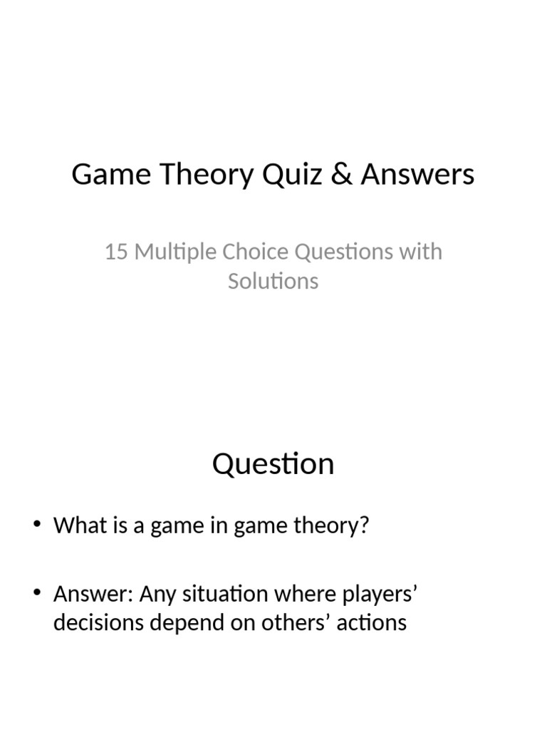 Game Theory Quiz with Answers | PDF