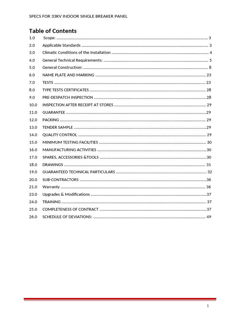 Specs For 33kv Indoor Breaker-New - r3 | PDF | High Voltage | Mains ...