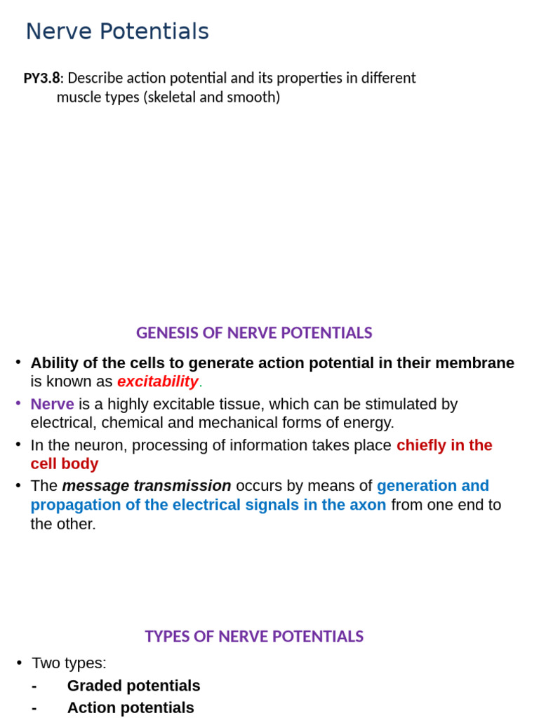 Nerve Potentials (Action Potential and Graded Potential) | PDF | Action ...