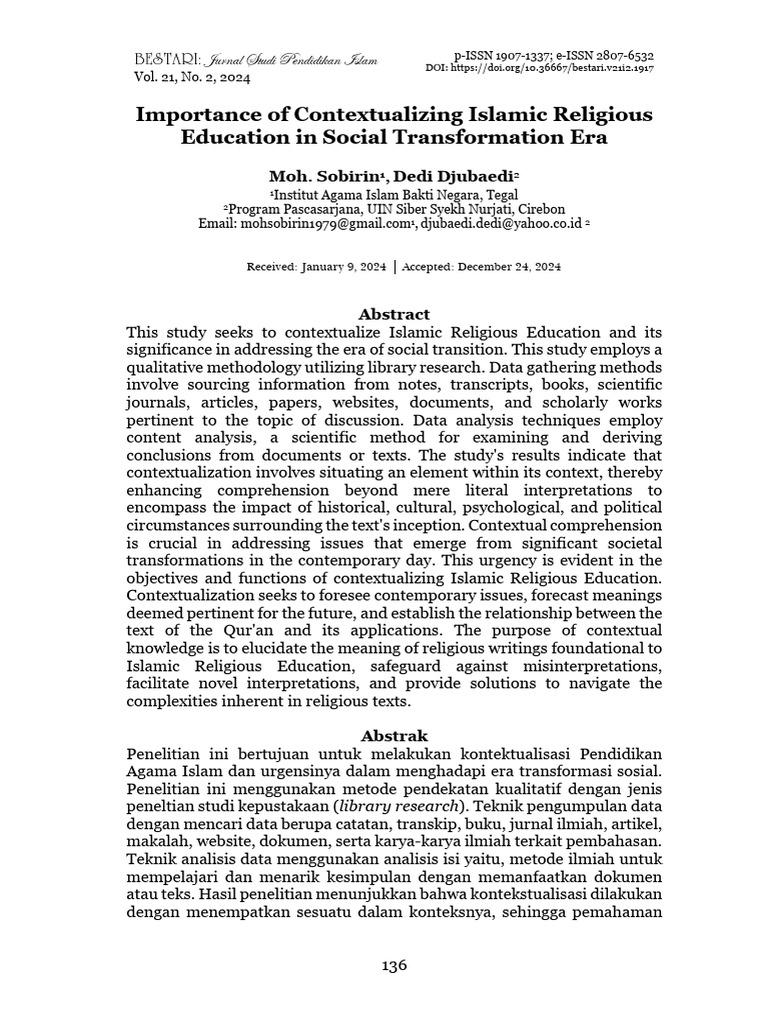 Contextualizing Islamic Education Today | PDF | Hadith | Quran