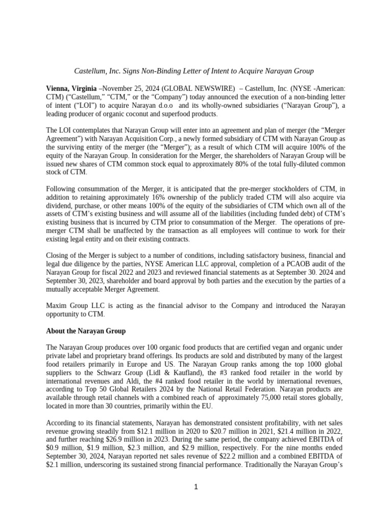 11-20-24 Press Release For Nov 25 Reverse Merger - (Final) | PDF ...