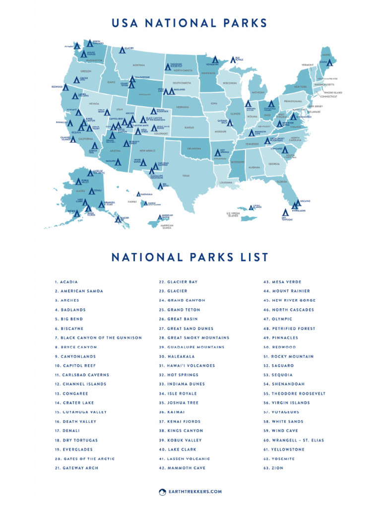 USA National Parks Map and List | PDF