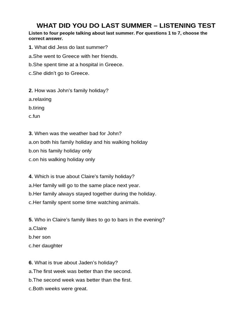 What Did You Do Last Summer | PDF