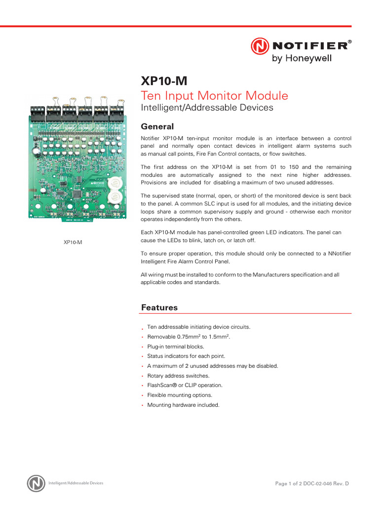 959 HBT Fire Doc 02 046 Xp10 M 10 Input Monitor Module Revd | PDF ...
