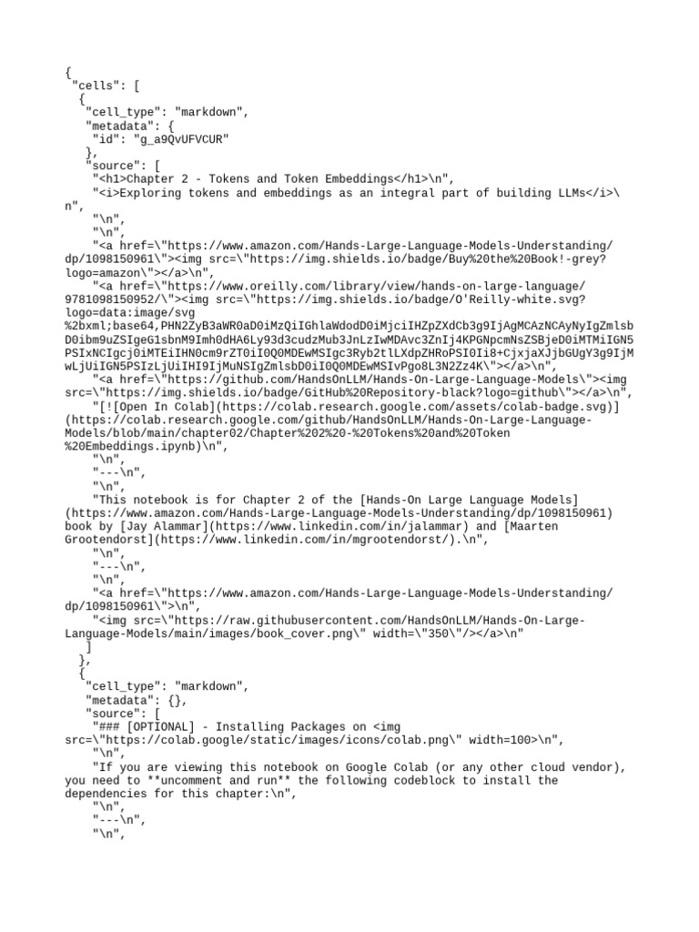 Chapter 2 - Tokens and Token Embeddings (1).Ipynb | PDF | Software ...