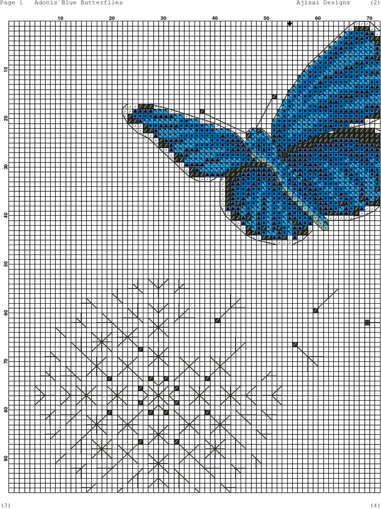 Adonis Blue Butterfly Cross Stitch Pattern | PDF