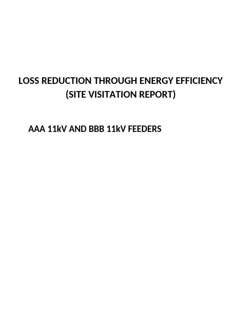 Loss Reduction Report - Aaa 11kv and BBB 11kv Feeders Capital BH | PDF ...