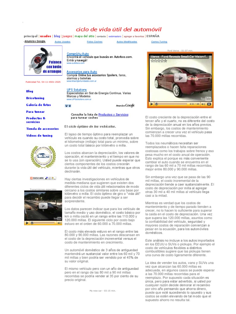 El Ciclo de Vida Util de Un Vehiculo | PDF | Coche | Correo electrónico