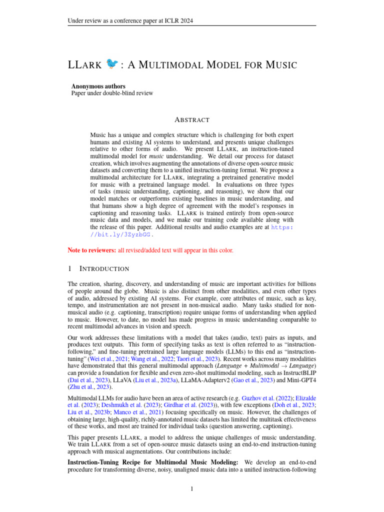 Music 3 - Llark - A Multimodal Model for Music | PDF | Learning ...