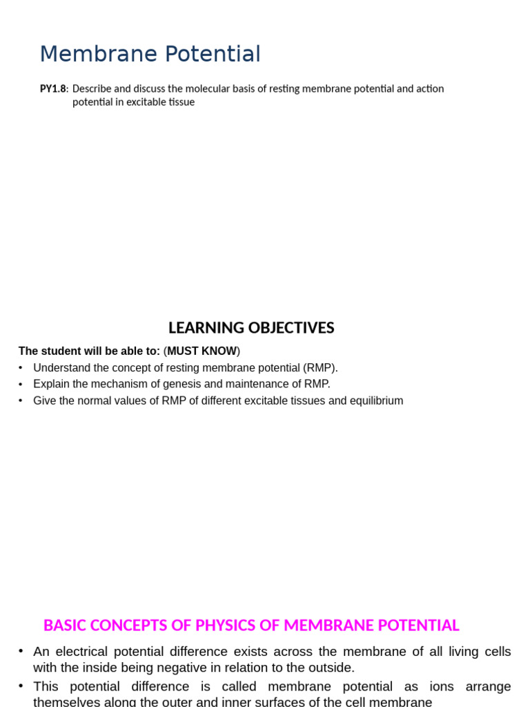 Understanding Membrane Potential Mechanics | PDF | Membrane Potential | Ion
