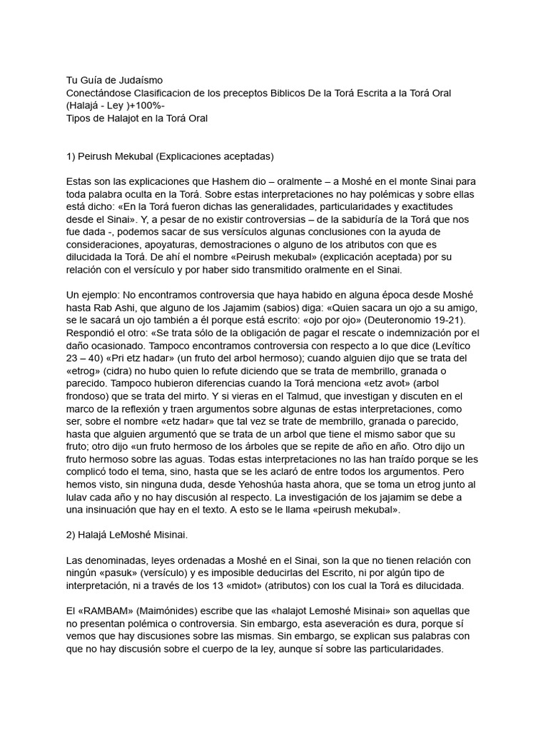 Clasificación de Preceptos en el Judaísmo | PDF | Halakha | Torá Oral