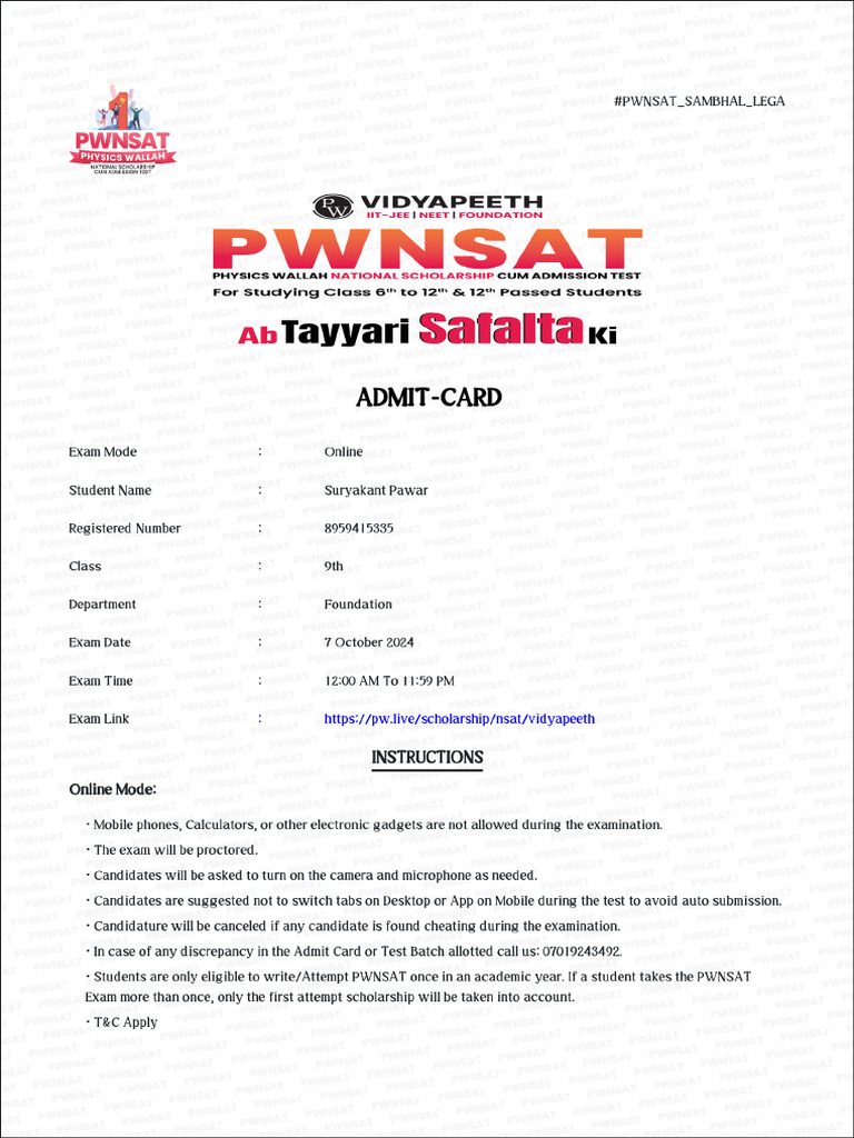 Admit Card | PDF