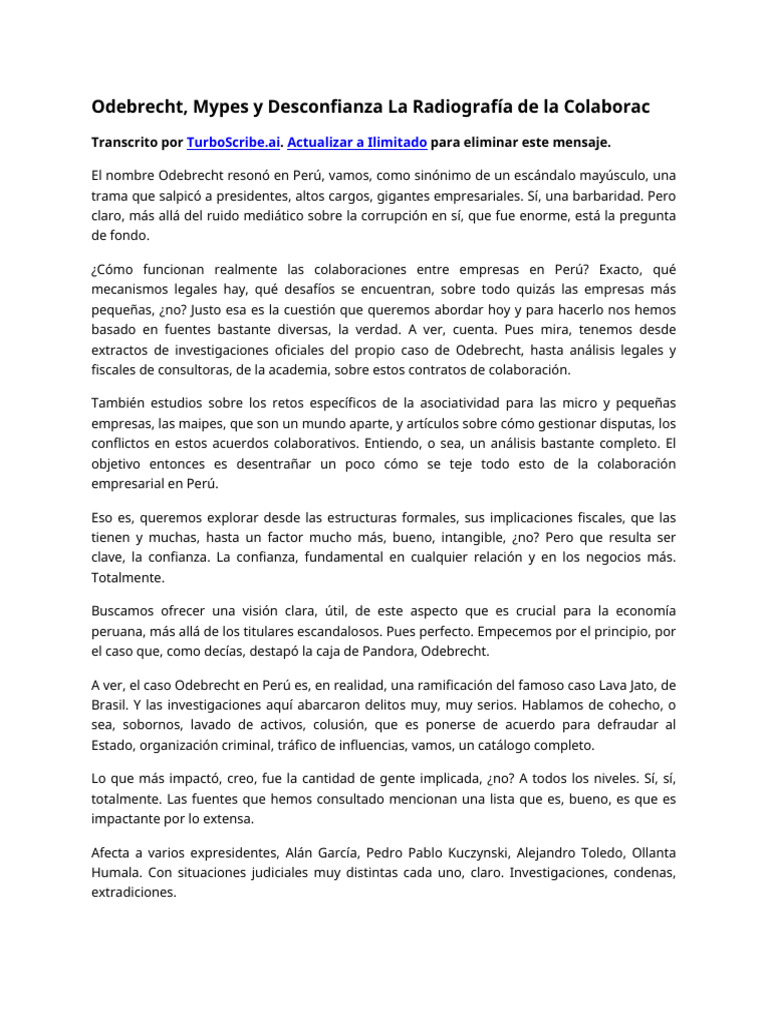 Odebrecht, Mypes y Desconfianza La Radiografía de La Colaborac | PDF | Impuestos | Consorcio
