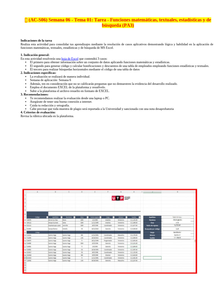 ? (AC-S06) Semana 06 - Tema 01 Tarea - Funciones matemáticas, textuales, estadísticas y de ...