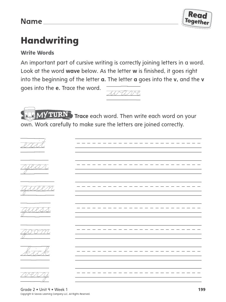 MV20 G2U4W1L1 Handwriting Practice Web | PDF