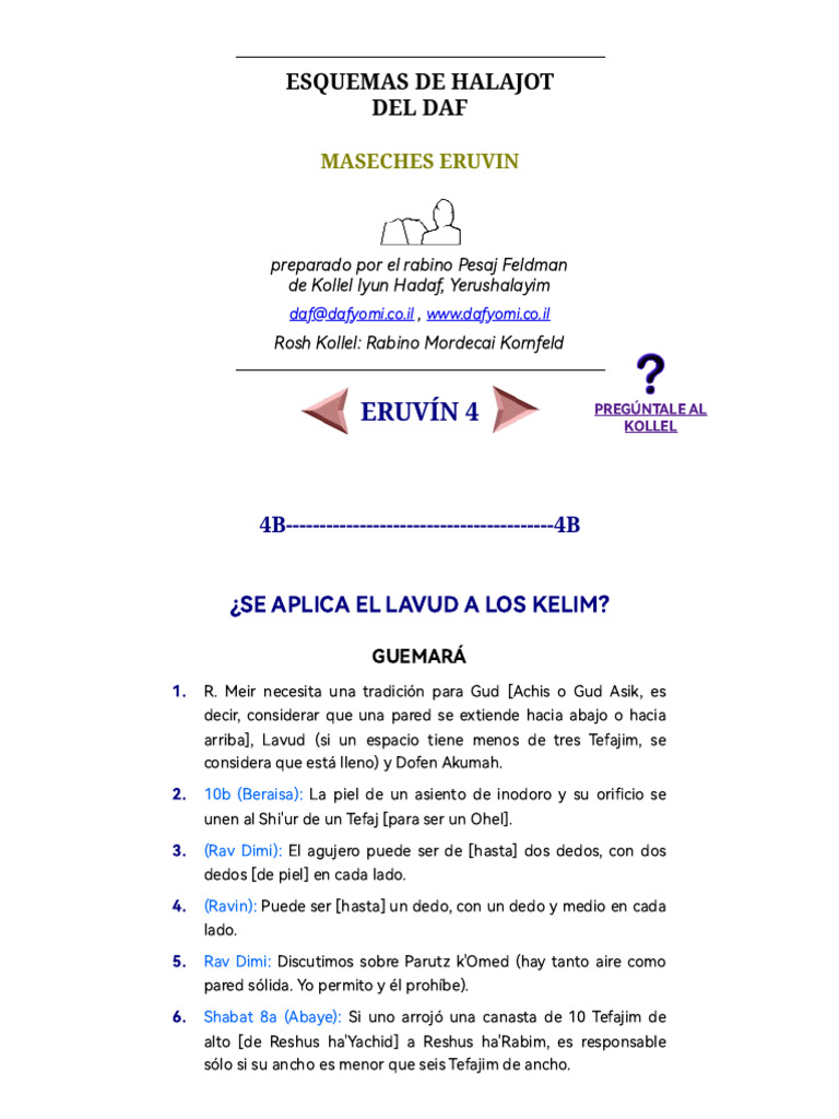 Esquemas de Halajot - Eruvin 4 | PDF | Movimientos religiosos judíos ...